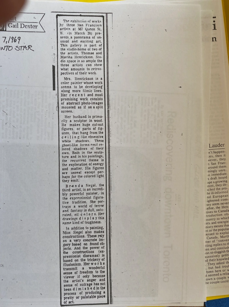 Art History of Thomas and Martha Henrickson from 1968 onward ...